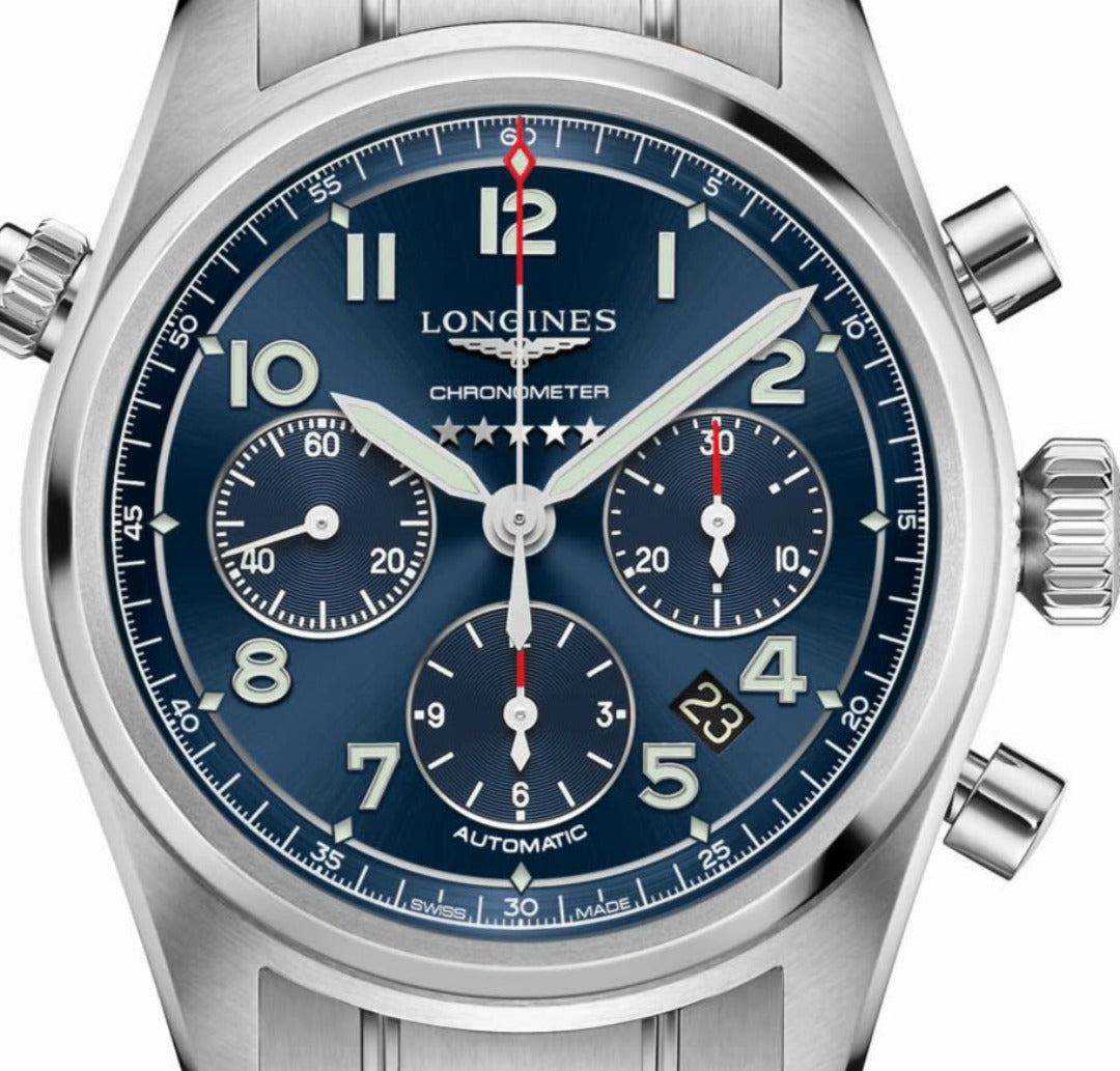 Longines Spirit Automatic Chronograph Blue dial Mens watch 42 L3.820.4 ...