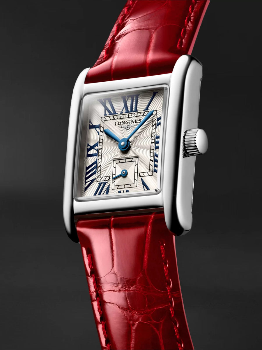 Longines Mini Dolcevita Silver dial Red strap 21.5mm L5.200.4.71.5 – HT llc