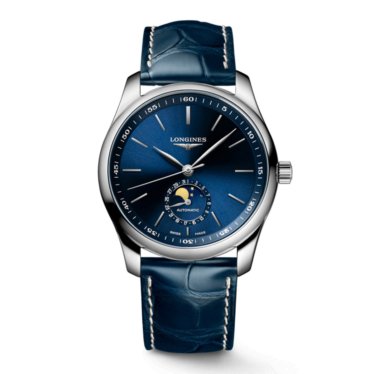 Longines Master Collection Blue Dial Blue Leather Strap Men's Watch 40 ...